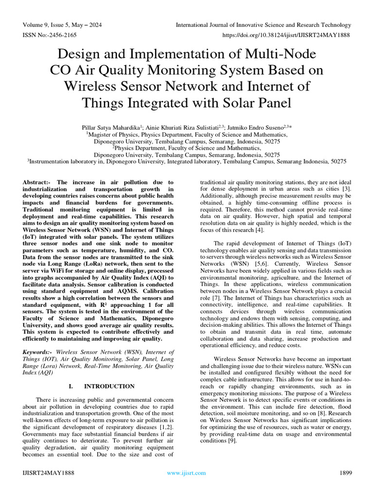 Design and Implementation of Multi-Node CO Air Quality Monitoring System Based on Wireless ...