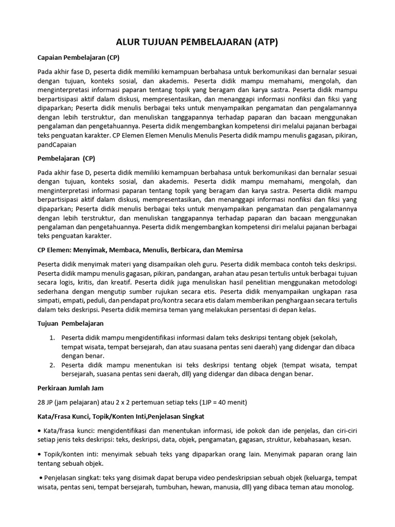 Tujuan Pembelajaran Bi Ikm | PDF | Sains & Matematika