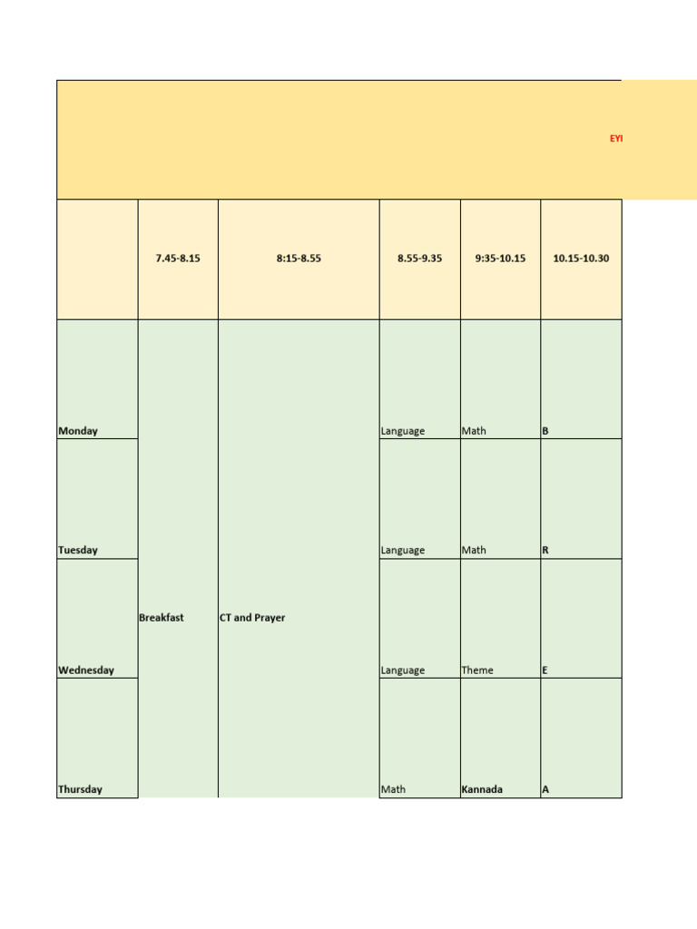 EYP-2 Timetable | PDF