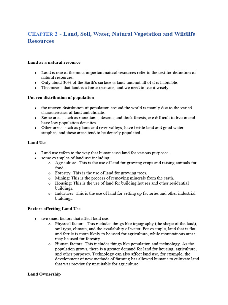 Land As A Natural Resource | PDF | Soil | Agriculture
