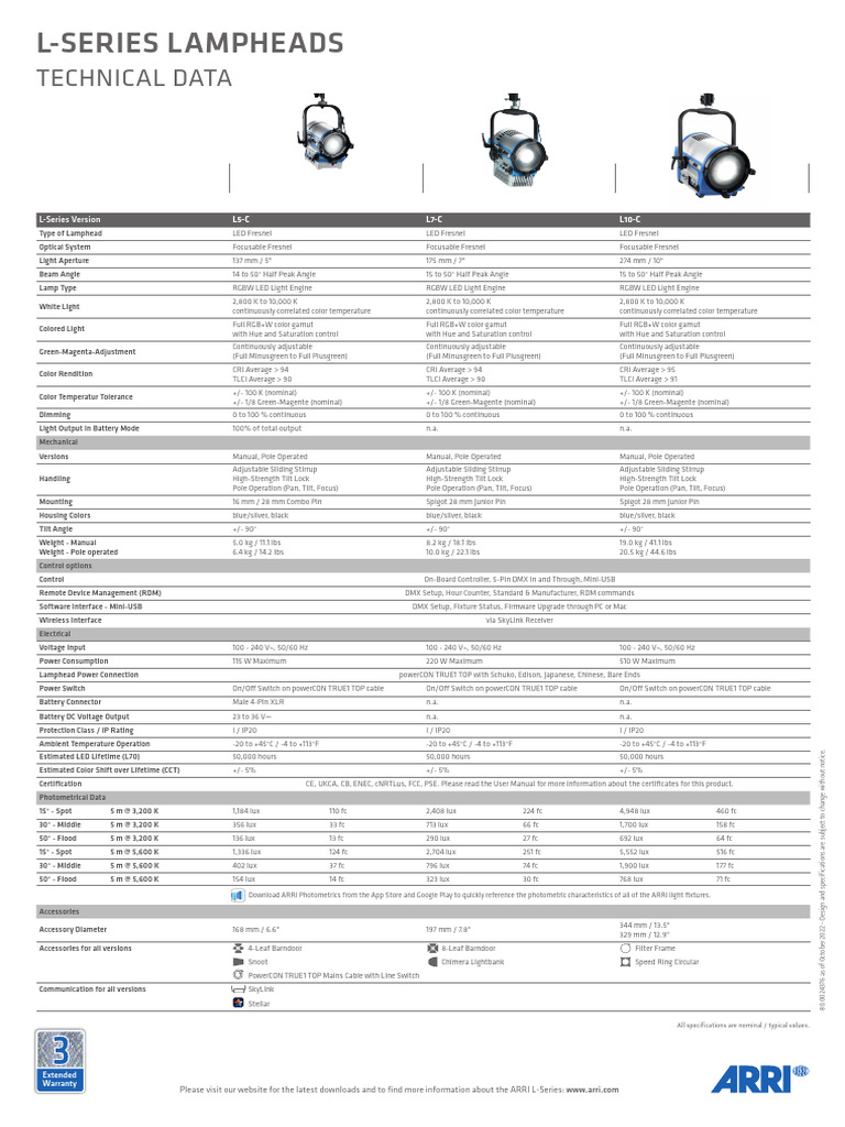 ARRI - L-Series - Tech Specs Poster - EN - Oct2022 | PDF | Electronics ...