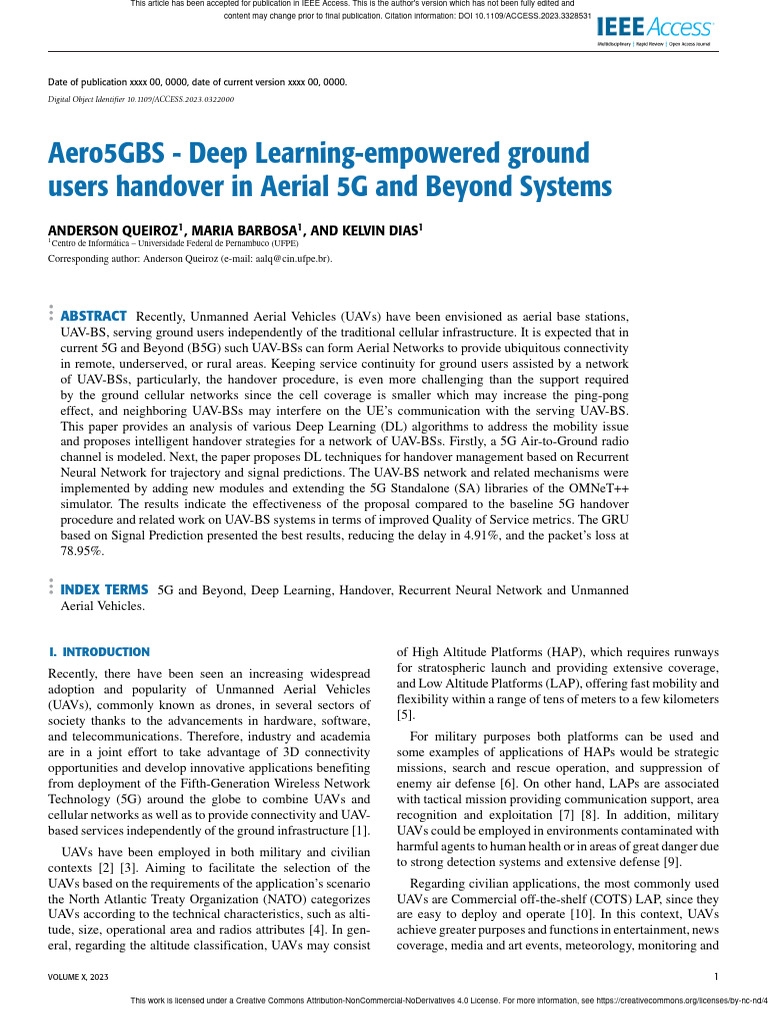 Aero5GBS - Deep Learning-Empowered Ground Users Ha | PDF | Unmanned ...
