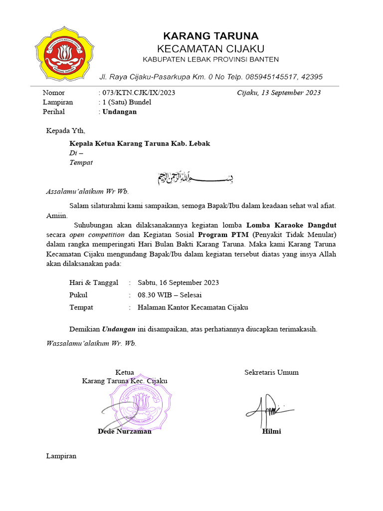 Surat Karang Taruna | PDF