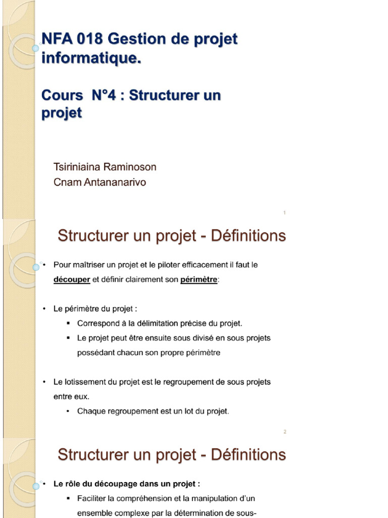 NFA 018 - 04-Structurer un projet | PDF