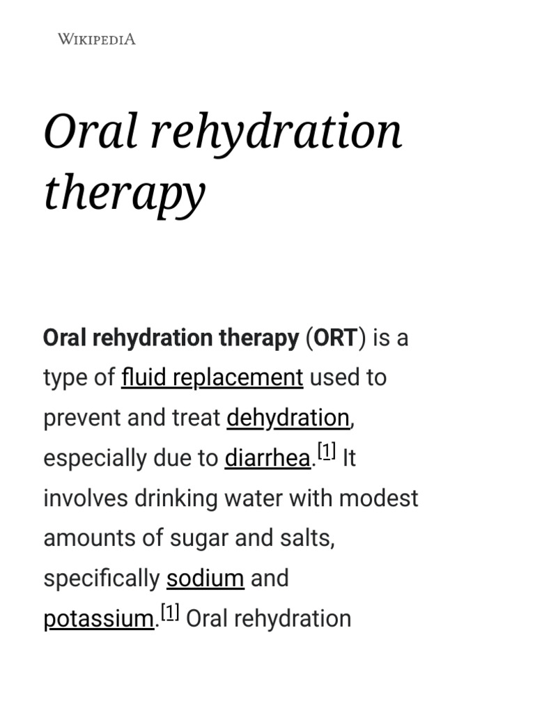 Oral Rehydration Therapy | Download Free PDF | Causes Of Death | Medical Treatments