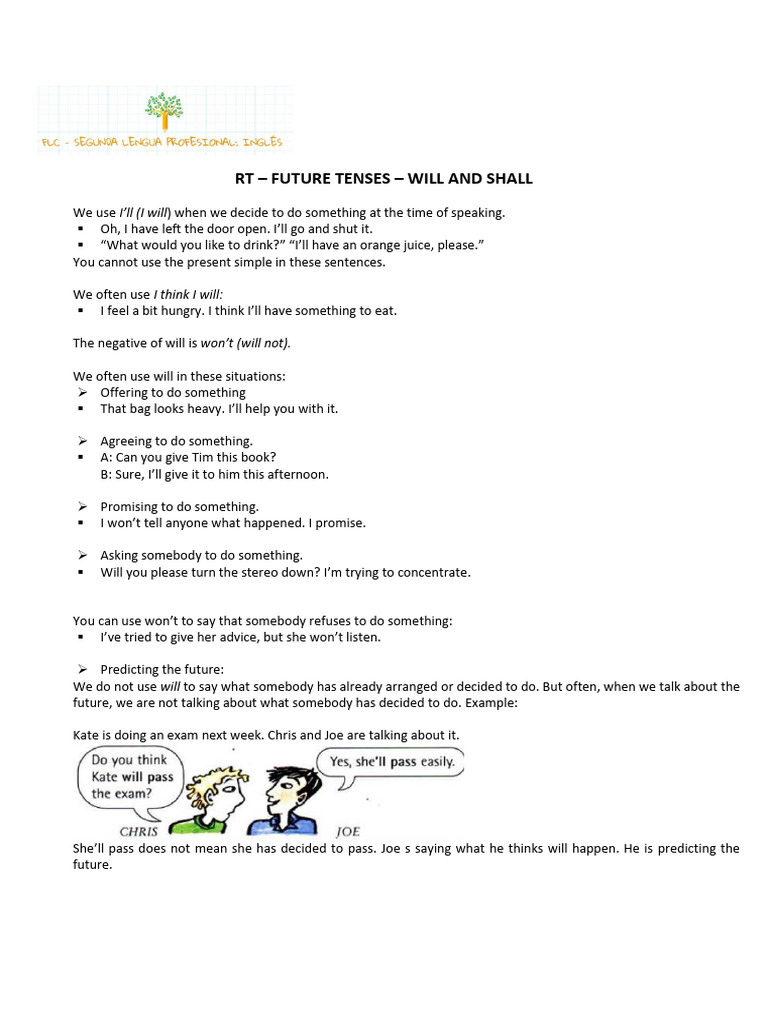 Future Tenses - Will and Shall 1 | PDF