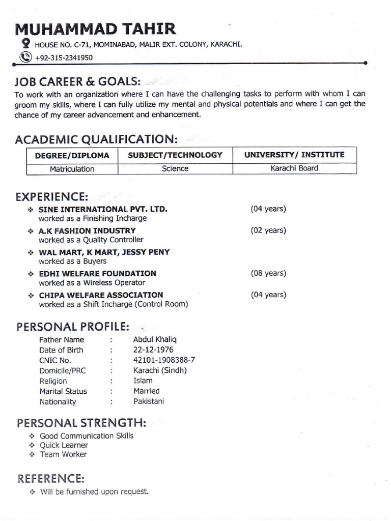 Muhammad TAhir CV | PDF