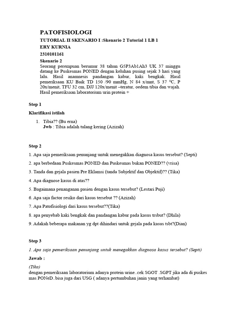 Patofisiologi Tutorial i Skenario II Skenario 1 Tutorial 2 Lb 1 | PDF