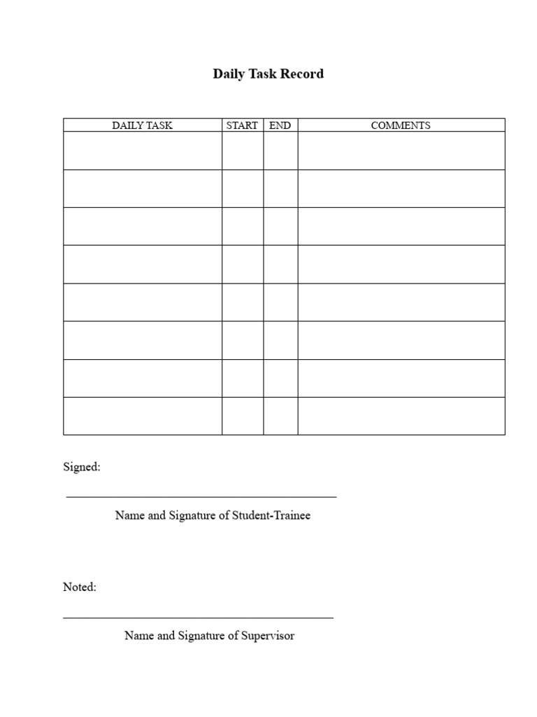 Daily Task Record | PDF | Career & Growth | Business