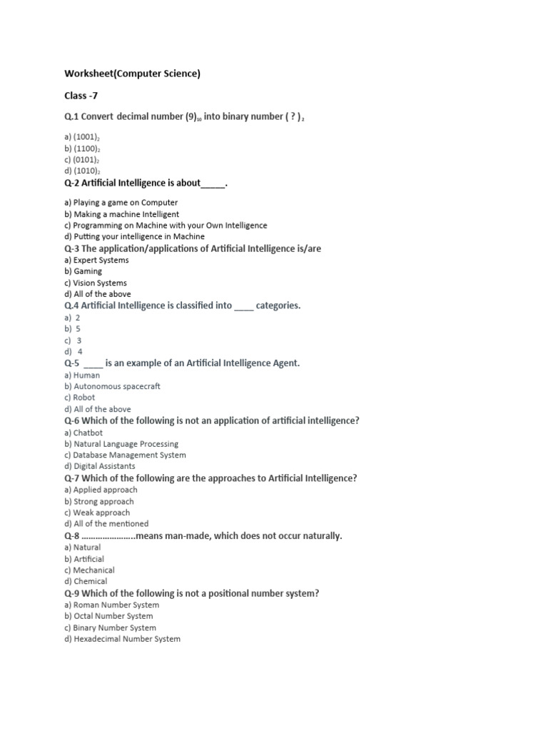 Worksheet Class - 7 | PDF
