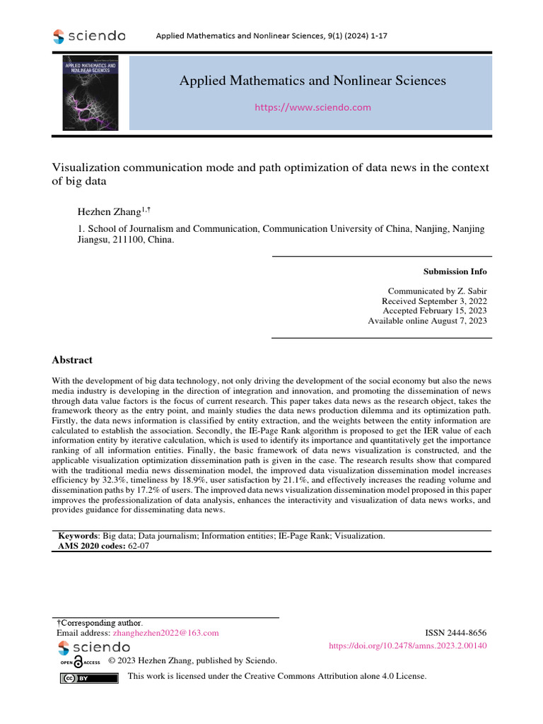 10.2478 Amns.2023.2.00140 | PDF | Matrix (Mathematics) | Data