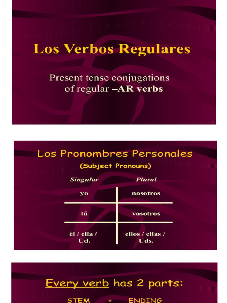 Verbs Ending in Ar | PDF