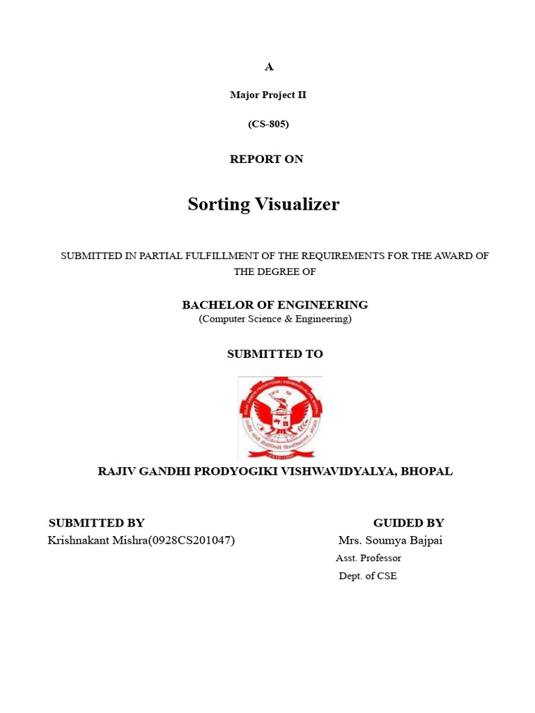 Sorting Visualizer Project Report | PDF | Html | Class (Computer ...