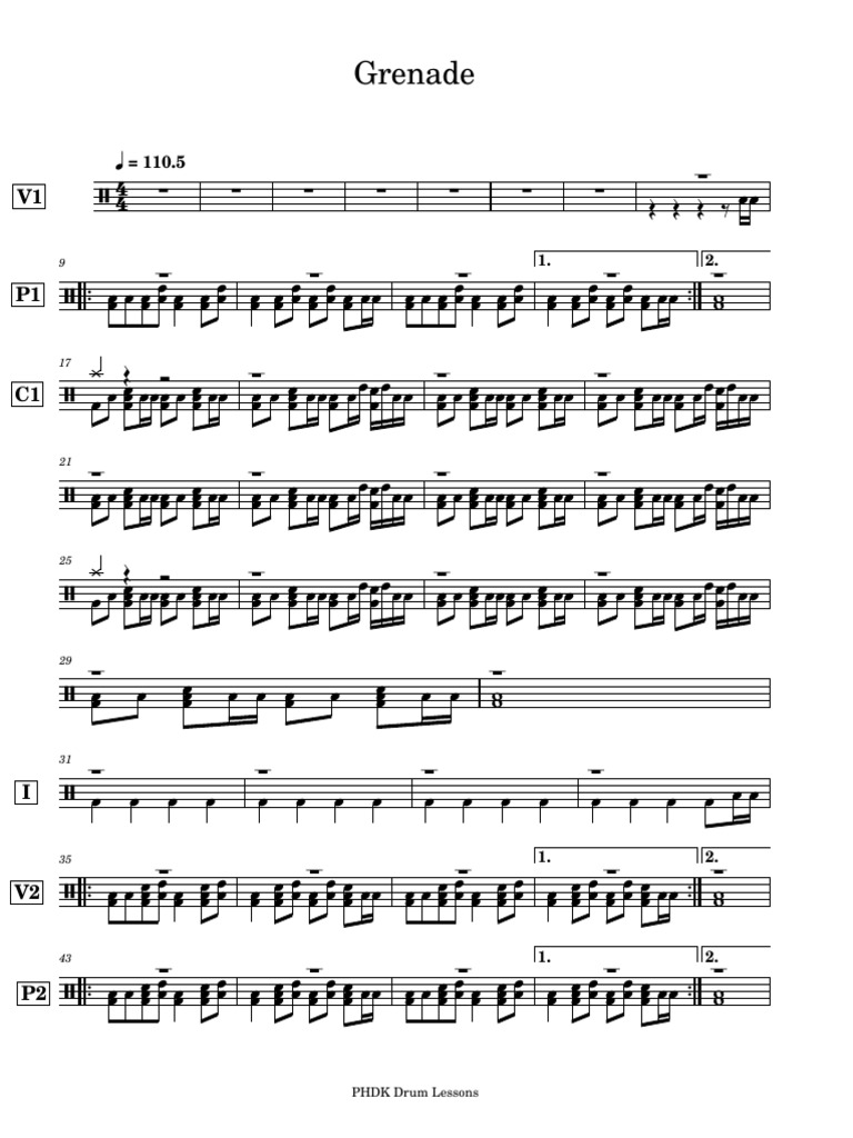 Grenade Drum Score | PDF