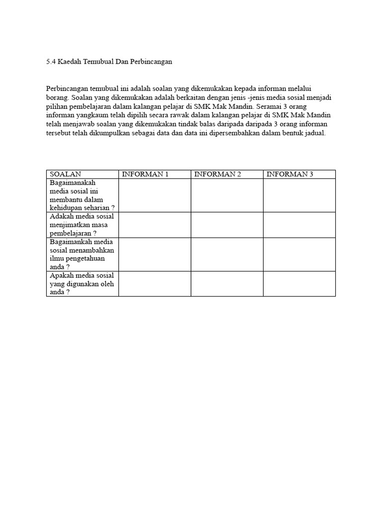 Borang Temubual Sham | PDF