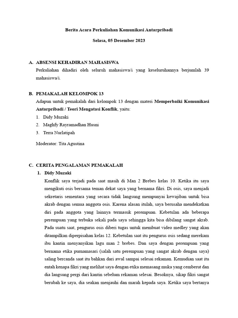 Berita Acara Perkuliahan KAP 5 DES 2023 | PDF | Fiksi Misteri, Thriller, & Kejahatan