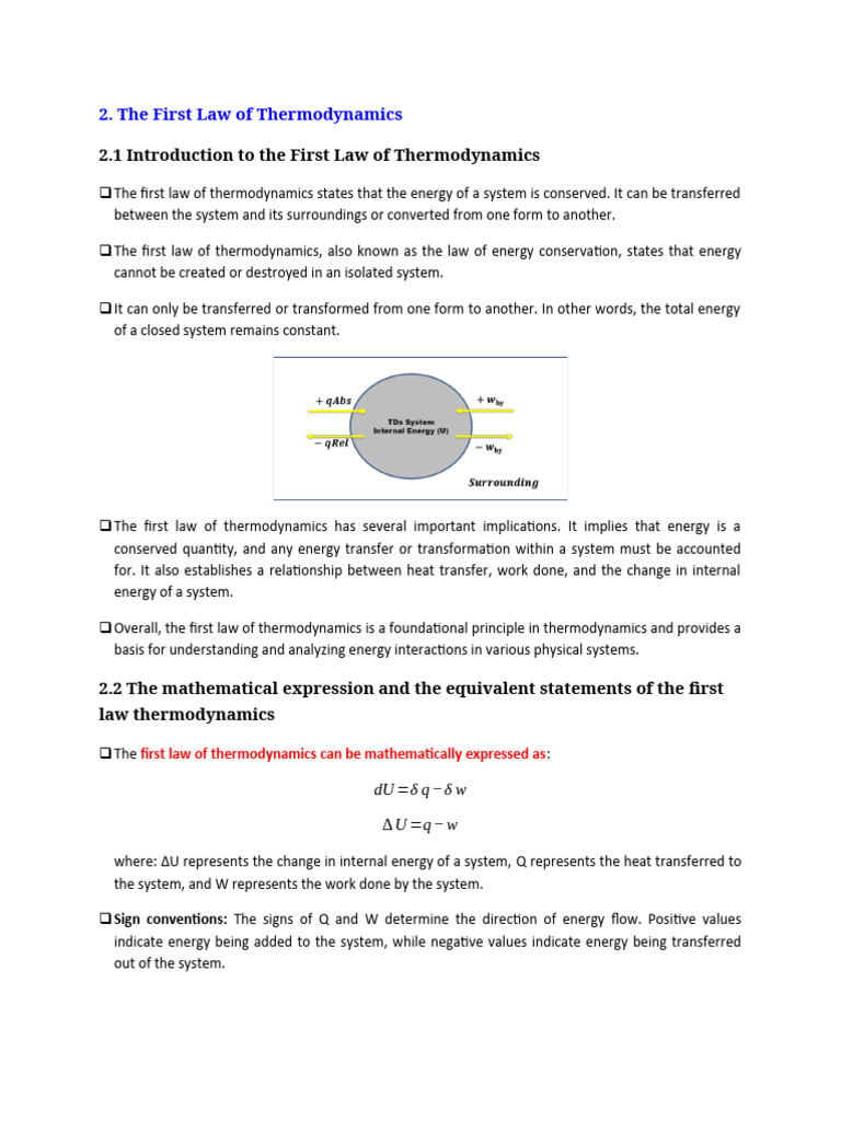 Understanding the First Law of Thermodynamics | PDF | Heat | Gases