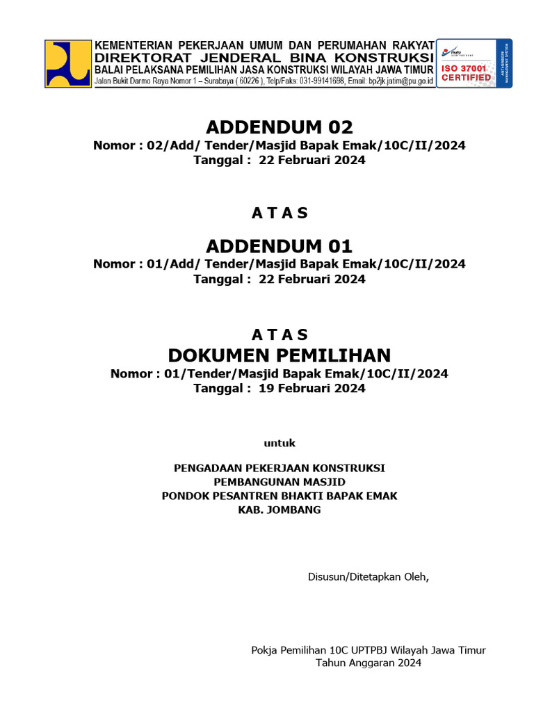 Addendum 2 Dokumen Pemilihan 10C 2024 | PDF