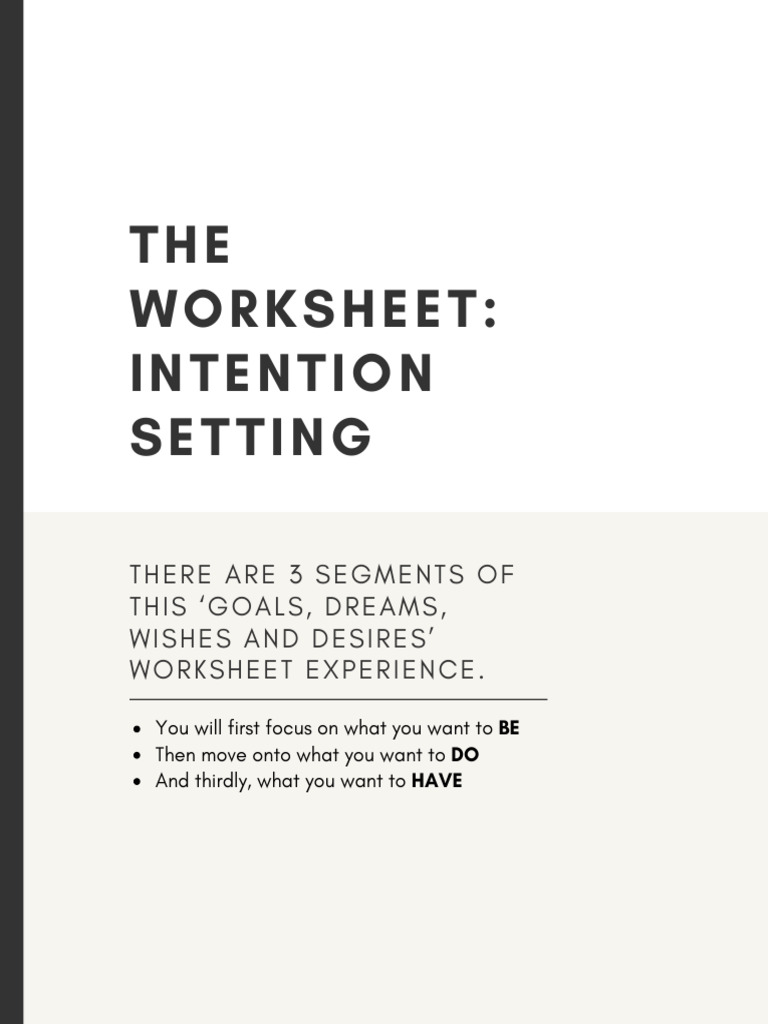 Intention Worksheet | PDF | Experience