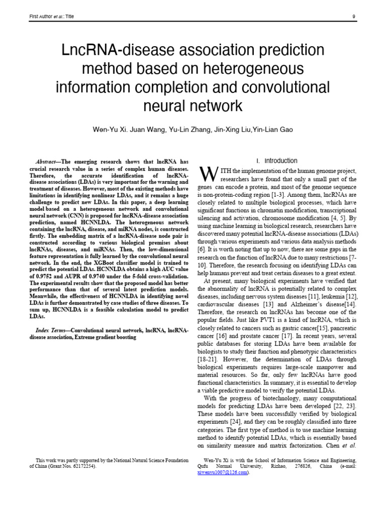 LncRNA-disease Association Prediction Method Based On Heterogeneous ...