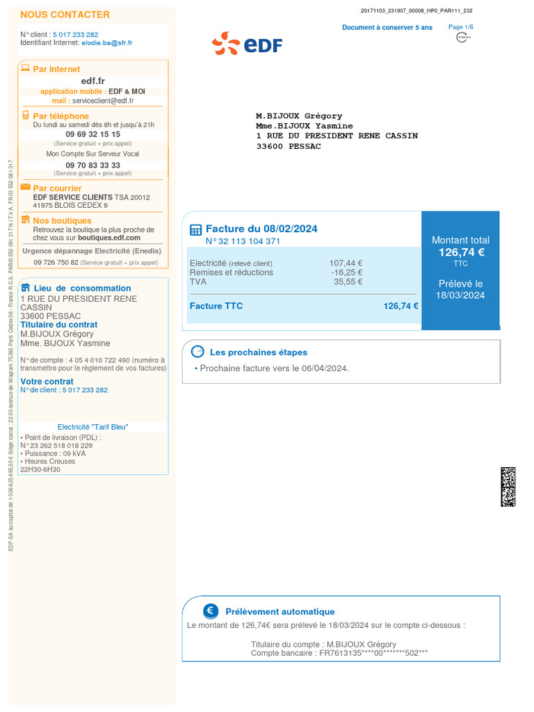 Facture EDF du 08/02/2024 | PDF