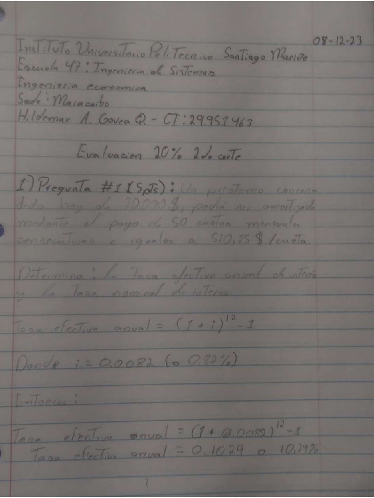 Evaluación 20% 2do Corte Hildemar Govea | PDF