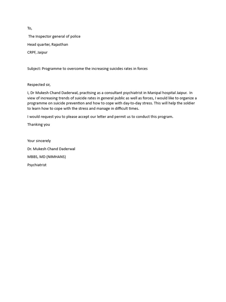 Letter For Programme CRPF | PDF | Self-Improvement