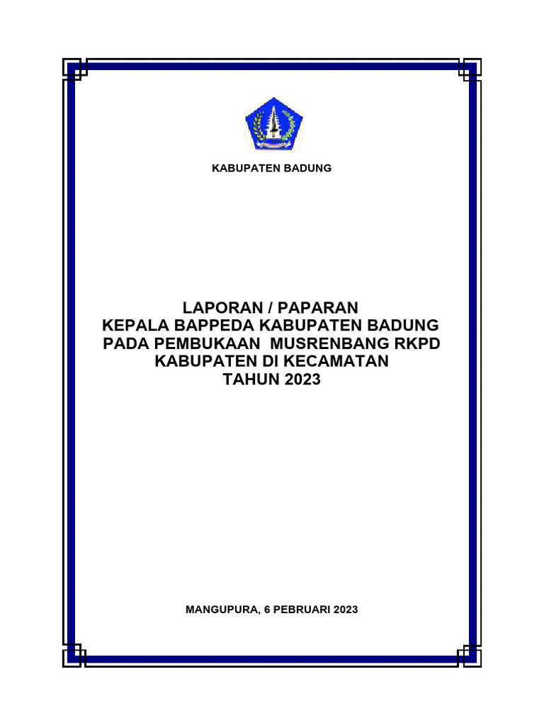 SAMBUTAN KEPALA BAPPEDA Butur | PDF | Pengelolaan Keuangan & Uang