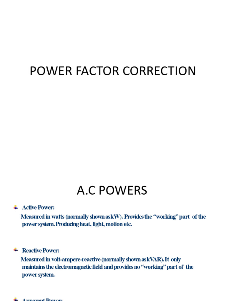 Unit-2 (2.1 - Power Factor Correction) | PDF | Electric Power | Ac Power