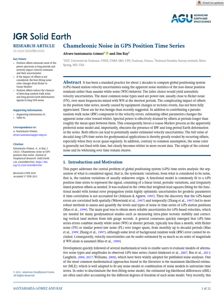 2021 2020JB019541 | PDF | Spectral Density | Time Series