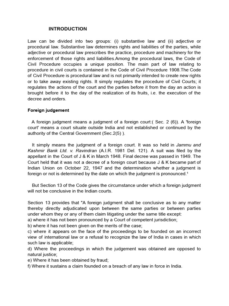 Foreign Judgement | PDF | Judgment (Law) | Jurisdiction