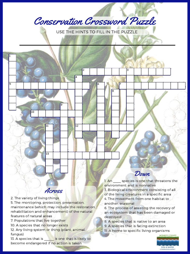 Conservation Crossword Challenge | PDF | Conservation Biology ...