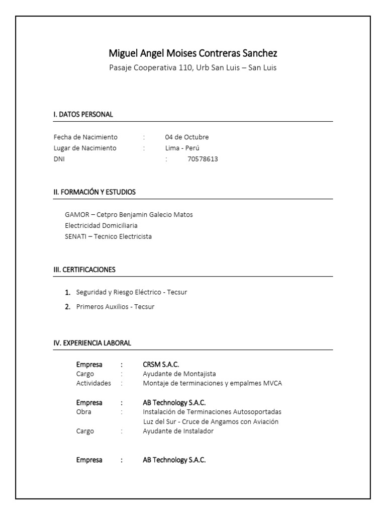 CV Miguel Contreras S. | PDF