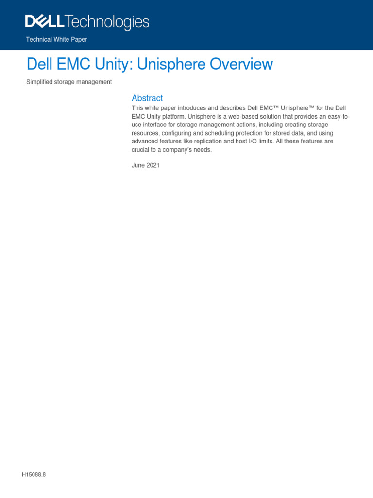 h15085 Dell Emc Unity Unisphere Overview | PDF | Ip Address | Computer Network
