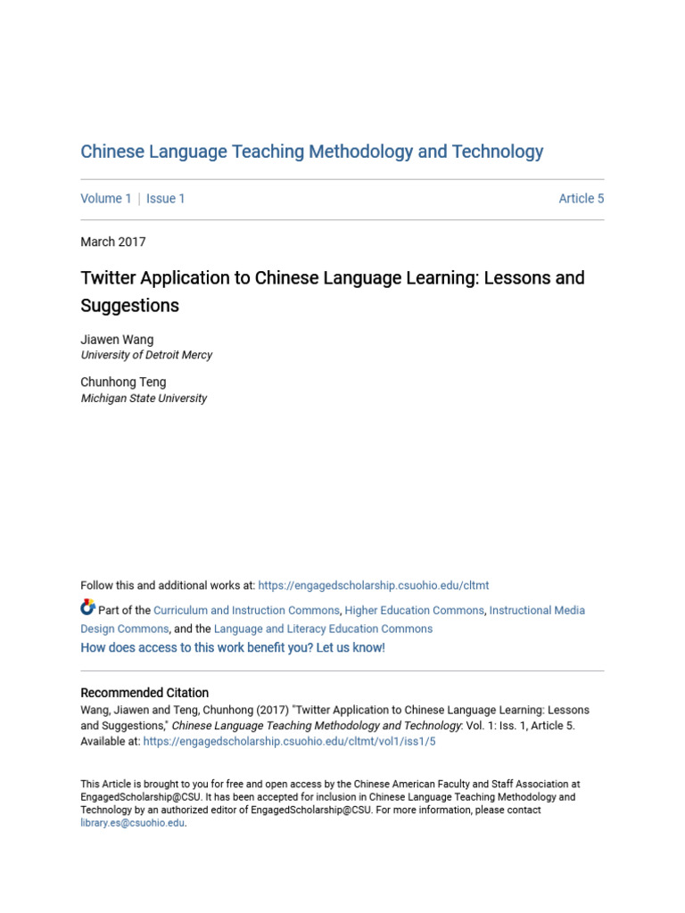 Twitter Application To Chinese Language Learning | PDF | Learning ...