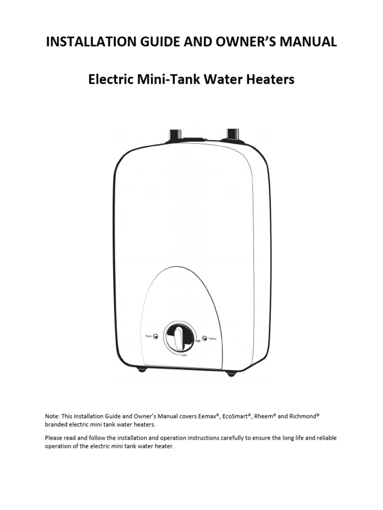 Manual de Instalación Rheem Mini | PDF | Water Heating | Valve