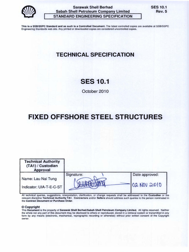 1) SES 10.1 Revision No 5 (Fixed Offshore Steel Structures) | PDF ...