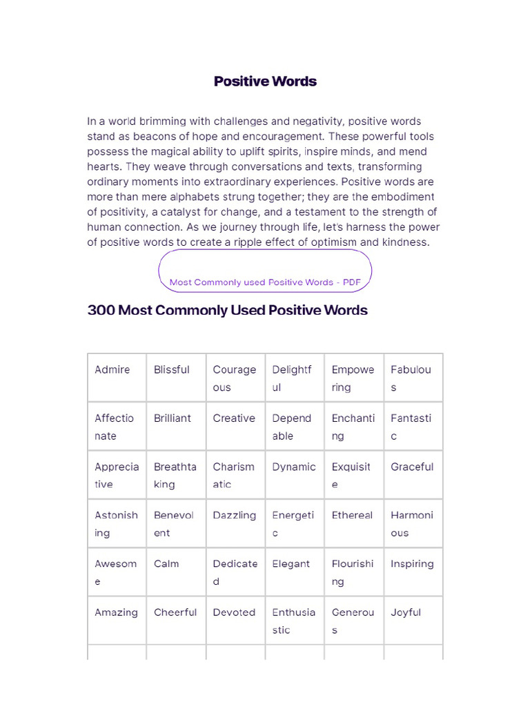 300 Mostly Used Positive Words | PDF