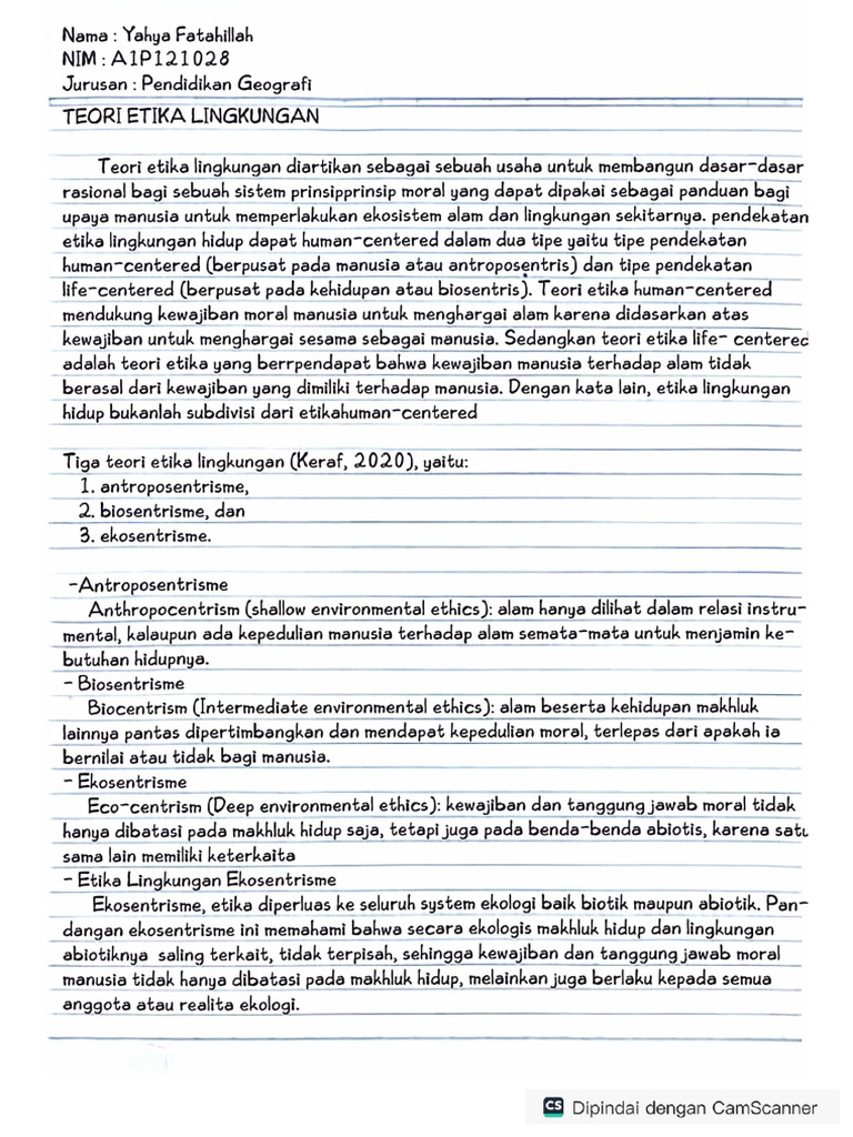 Tugas Etika Lingkungan Yahya Fatahillah | PDF