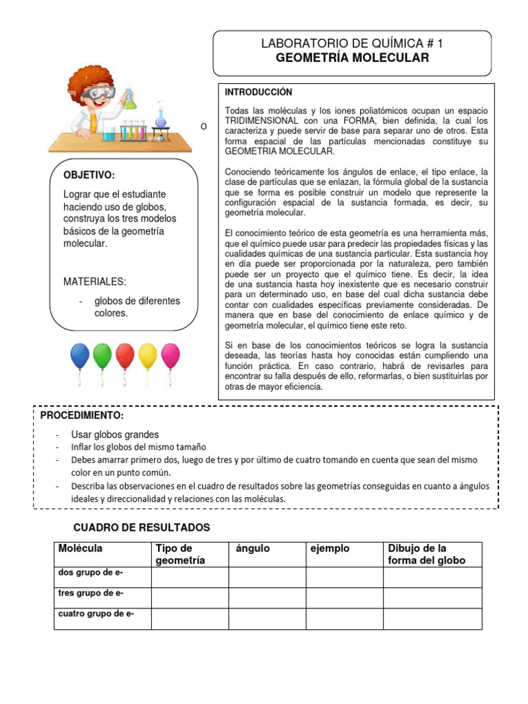 #Lab. 11 # 1 | Descargar gratis PDF | Moléculas | Geometría