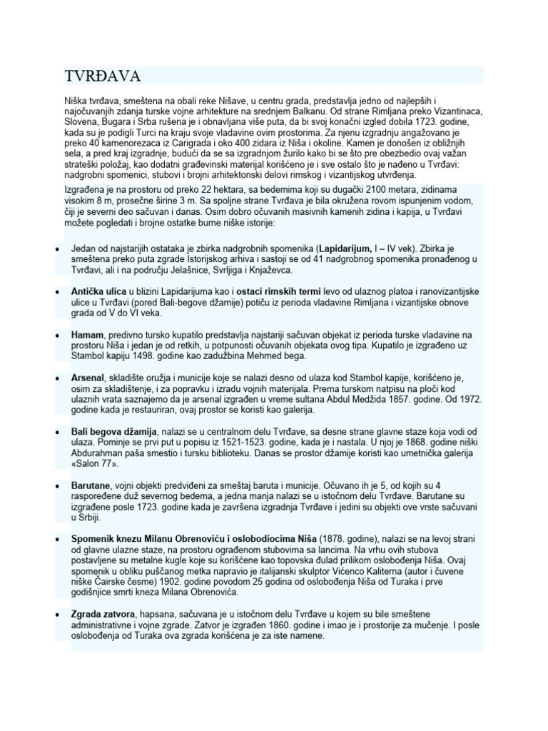 TVRĐAVA - Srpski Jezik - Citanje | PDF