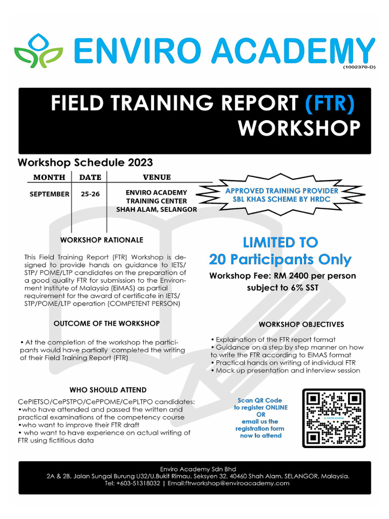 FIELD TRAINING REPORT (FTR) WORKSHOP 2023 | PDF