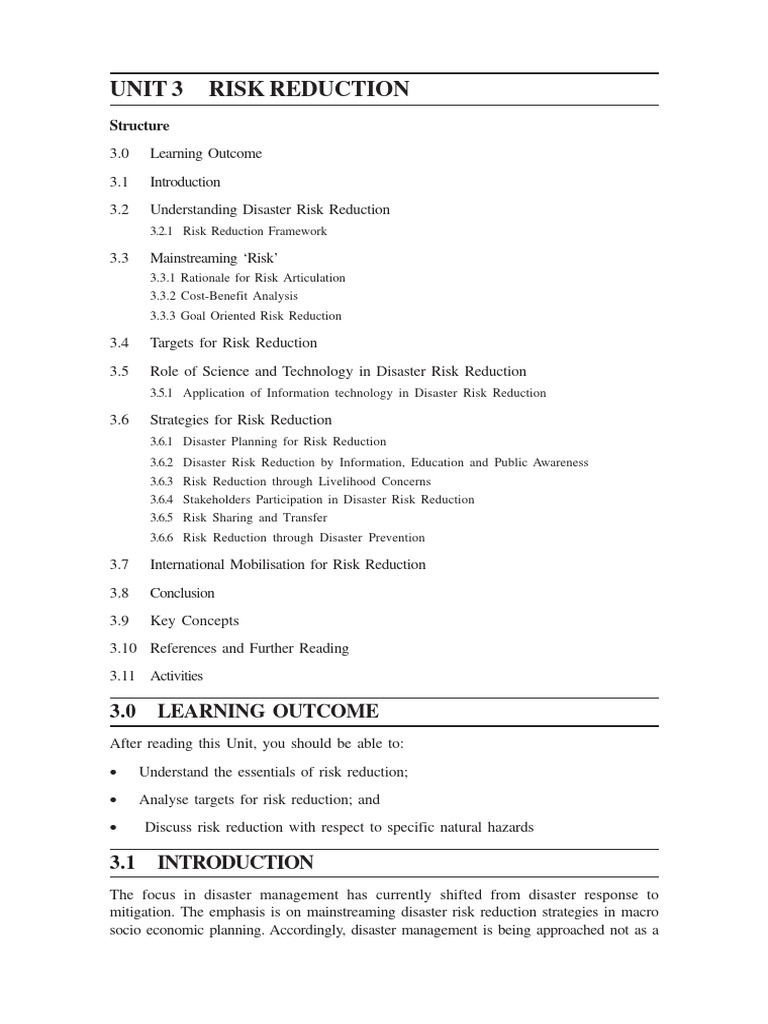 Unit 3 | PDF | Disaster Risk Reduction | Risk