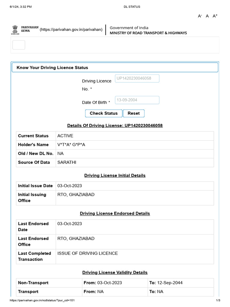 DL STATUS | PDF | Driver's License | Information