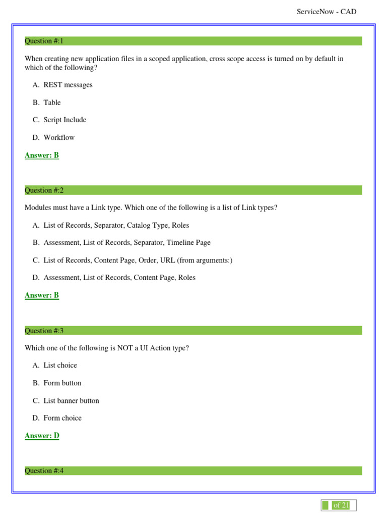 ServiceNow CAD Exam | Download Free PDF | Application Software | World Wide Web