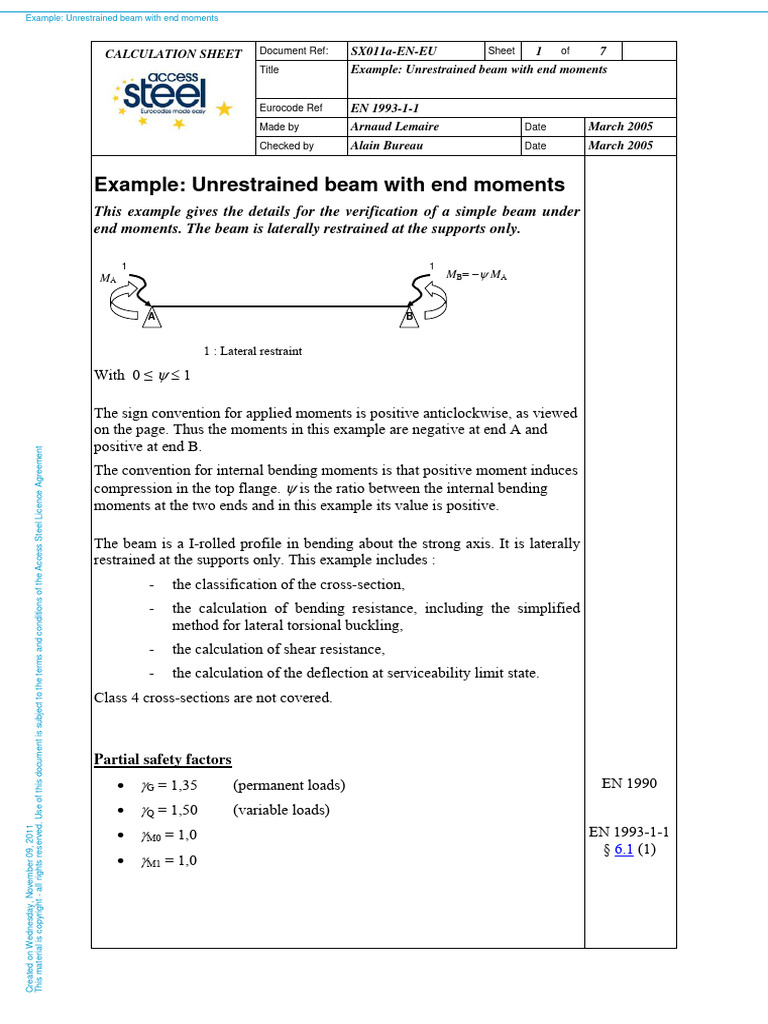 Example - Unrestrained Beam With End Moments | PDF | Bending | Beam ...