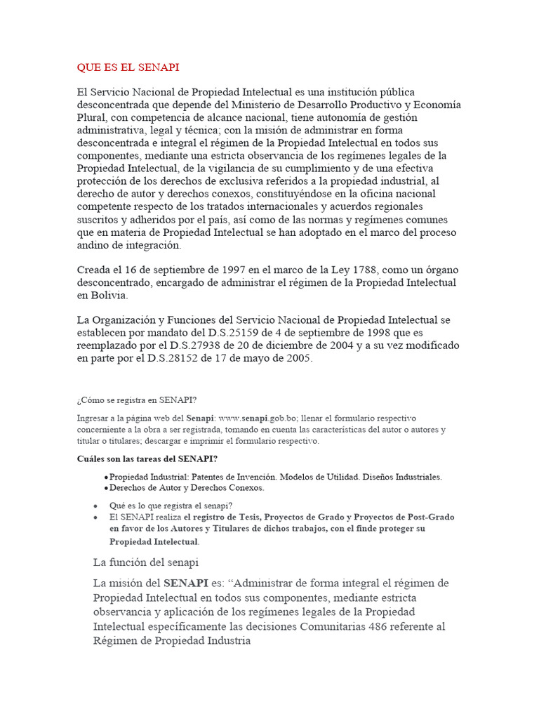 Qué es y para qué sirve el SENAPI | PDF