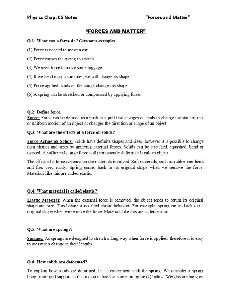 Chap 5 Forces and Matter Notes | Download Free PDF | Pressure ...