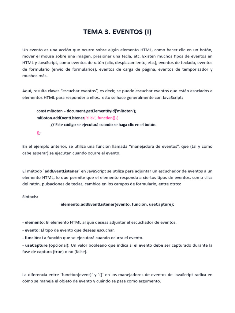 TEMA 3. EVENTOS (I) | PDF | Hipervínculo | Script Java