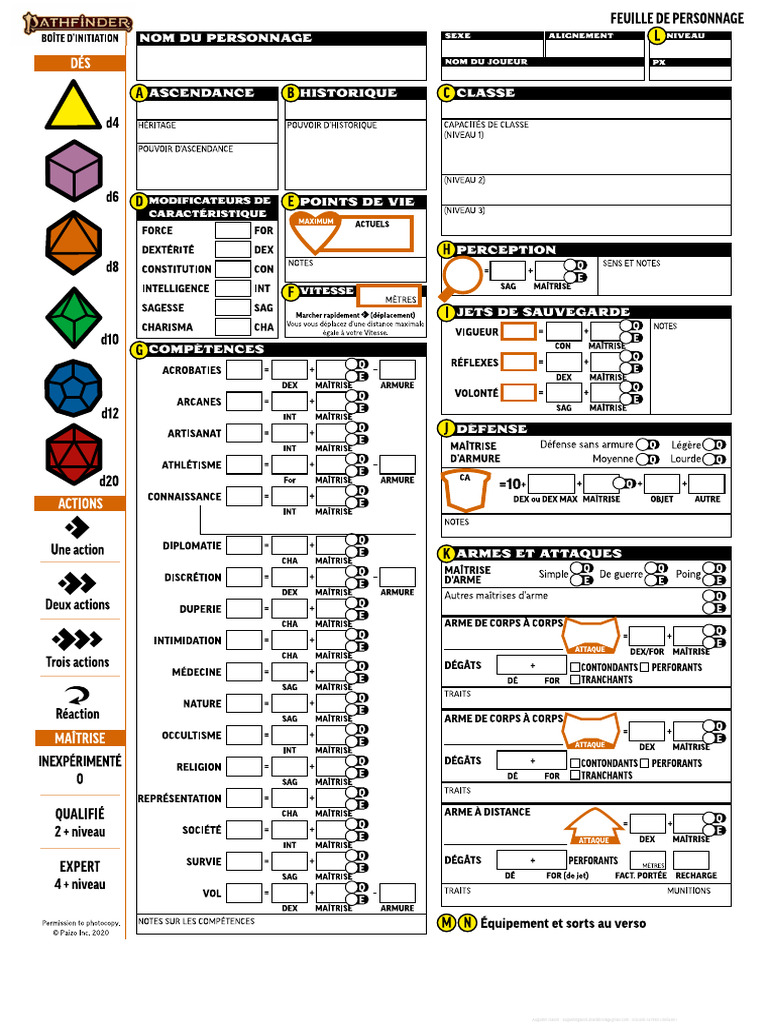 Pathfinder 2E - Fiche de Personnage | PDF